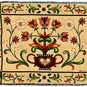 Pure Country Weavers Heritage Floral Blanket by Jennifer Brinley - Folk Art Sampler Garden Floral Gift Tapestry Throw Woven from Cotton - Made in The USA (72x54)