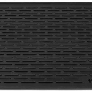 HOTPOP XXL 24"x18" Large Black Silicone Dish Drying Mat & Trivet - Dishwasher Safe, Heat Resistant, Eco-Friendly - Rubber Dish Drying Mat, Silicone Dish Mat for Kitchen Counter (24x18 Inches)