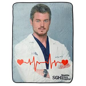 Surreal Entertainment Grey's Anatomy McSteamy Plush Fleece Throw Blanket | Super Soft Decorative Cover For Sofa And Bed, Cozy Home Decor Room Essentials | 45 x 60 Inches, Blue, One Size