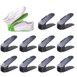 zanbang shoe slots organizer 10pcs,50% space-saving shoe stacker storage adjustable zml-283 (black)