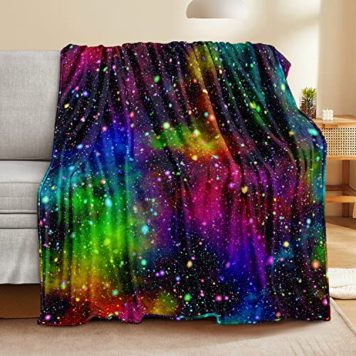 Galaxy Throw Blanket, Soft Cozy Flannel Fleece Throw Blankets for Kids Teens Space Galaxy Throw Blanket Lightweight Soft Cozy Colorful Blanket for Adults Toddler Gift,50"x40"