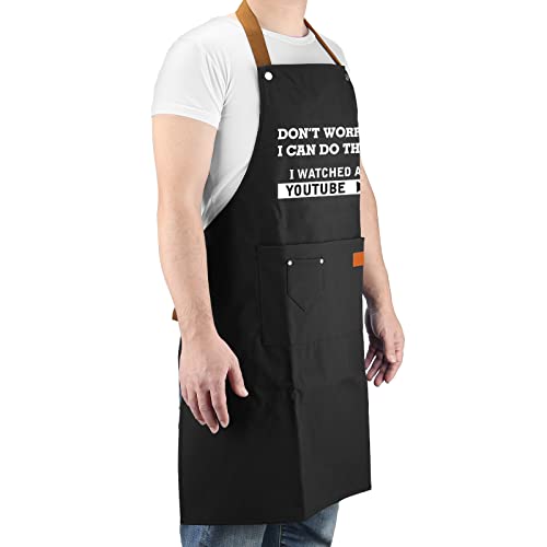 Gifts for Men Women, Funny Saying Apron with 3 Tool Pockets Adjustable Neck Strap, Waterproof, Gifts for Dad, Husband, Friends, Birthday Gifts, Gag Gifts, BBQ Cooking Chef Apron, Valentine's Day Gift