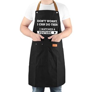 Gifts for Men Women, Funny Saying Apron with 3 Tool Pockets Adjustable Neck Strap, Waterproof, Gifts for Dad, Husband, Friends, Birthday Gifts, Gag Gifts, BBQ Cooking Chef Apron, Valentine's Day Gift