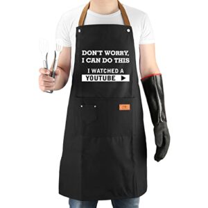 Gifts for Men Women, Funny Saying Apron with 3 Tool Pockets Adjustable Neck Strap, Waterproof, Gifts for Dad, Husband, Friends, Birthday Gifts, Gag Gifts, BBQ Cooking Chef Apron, Valentine's Day Gift