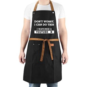 Gifts for Men Women, Funny Saying Apron with 3 Tool Pockets Adjustable Neck Strap, Waterproof, Gifts for Dad, Husband, Friends, Birthday Gifts, Gag Gifts, BBQ Cooking Chef Apron, Valentine's Day Gift