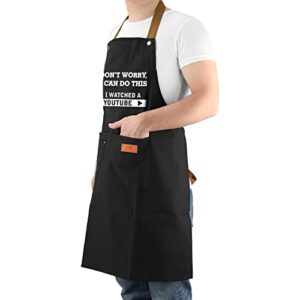 Gifts for Men Women, Funny Saying Apron with 3 Tool Pockets Adjustable Neck Strap, Waterproof, Gifts for Dad, Husband, Friends, Birthday Gifts, Gag Gifts, BBQ Cooking Chef Apron, Valentine's Day Gift