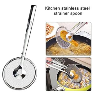 GUAGLL 2 in 1 Oil-Frying Filter Spoon, Stainless Steel Mesh Clip Filter Spoon Multi-functional Kitchen Tool for Fried Food, BBQ