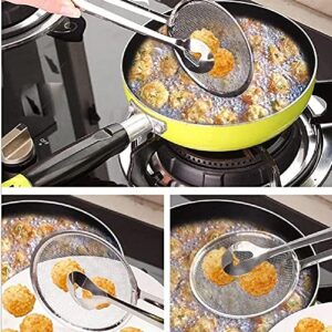 GUAGLL 2 in 1 Oil-Frying Filter Spoon, Stainless Steel Mesh Clip Filter Spoon Multi-functional Kitchen Tool for Fried Food, BBQ