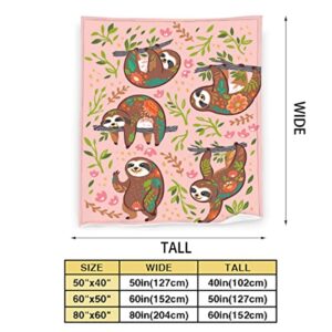 Cute Sloth Blanket Super Soft Fleece Sloth Throw Blanket for Kids Adults, Warm Cozy Plush Cartoon Sloth Blanket for Women Gifts Couch Sofa 40x50in