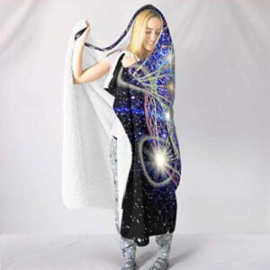 Sacred Geometry Print Hooded Blankets Fashion Cuddly Warm Winter Thick Sherpa Hood Cloak for Adults Child Camping Sofa Bedroom White 50x60 inch