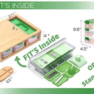 Smart Bamboo Cutting Board With Containers, Locking Lid, and Built-in GRATER. Easy To Clean Food Prep Station With Trays. Extra Large Smart Cutting Board Set with Stackable Containers For Easy Storage