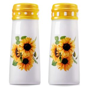 sunflower salt and pepper shakers - farmhouse cute salt pepper shaker set for kitchen table, sunflower kitchen decor accessories - large seasoning shakers bottle set, unique collectable gifts