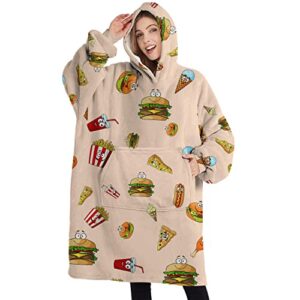 queen hero oversized wearable blanket hoodie for adult,super warm comfortable sherpa fleece sweatshirts thick