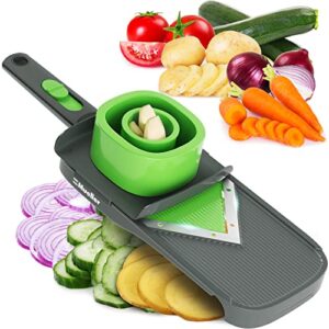 mueller handheld vegetable v slicer salad utensil, perfect for salad zucchini carrots onions and all vegetables, make low carb/paleo/gluten-free meals, adjustable thickness