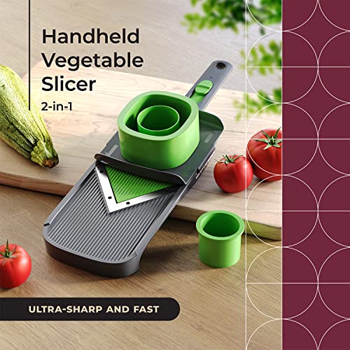 Mueller Handheld Vegetable V Slicer Salad Utensil, Perfect for Salad Zucchini Carrots Onions and All Vegetables, Make Low Carb/Paleo/Gluten-Free Meals, Adjustable Thickness