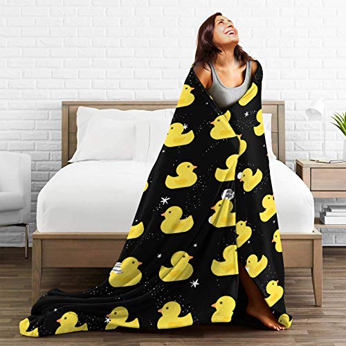 Funny Cute Yellow Cartoon Ducks Super Soft Fleece Flannel Big Blankets，Lightweight Comfort Throw Bedspread Quilt Moving Cover for Picnic Couch Sofa Large 80"x60"（Queen） Adults