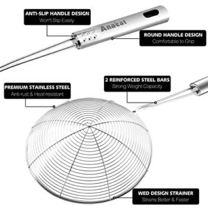 Anaeat Stainless Steel Spider Strainer Skimmer, Set of 3 Professional Kitchen Pasta Strainer Spoon with Long Handle - Asian Strainer Ladle Wire Skimmer Spoons for Cooking and Frying (4.5"+5.3"+6.1")