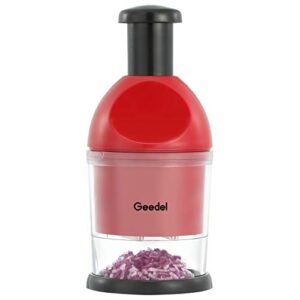 geedel food chopper, easy to clean manual hand vegetable chopper dicer, dishwasher safe slap onion chopper for veggies onions garlic nuts salads