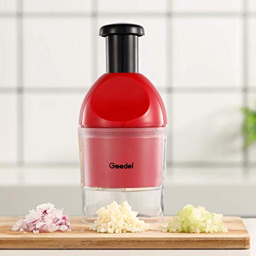 Geedel Food Chopper, Easy to Clean Manual Hand Vegetable Chopper Dicer, Dishwasher Safe Slap Onion Chopper for Veggies Onions Garlic Nuts Salads