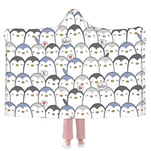 penguin hooded blanket flannel wearable throw blanket,blanket hoodie warm wearable blanket soft fleece throw blankets comfy hoodie blankets for kids adults