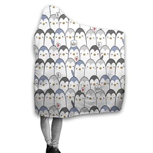 Penguin Hooded Blanket Flannel Wearable Throw Blanket,Blanket Hoodie Warm Wearable Blanket Soft Fleece Throw Blankets Comfy Hoodie Blankets for Kids Adults