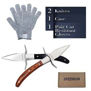 Oyster Shucking Knife,Oyster Shucker,2 Set Sturdy Sharpness Oyster Knife With Comfort Wood-handle,Oyster Shucking Kit With 1 Pairs Of Level 5 Protection Cut-resistant Gloves(L) For Oyster Clam