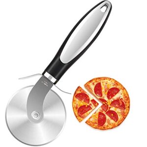 pizza cutter wheel - premium kitchen pizza cutter - super sharp and easy to clean pizza slicer, pizza wheel, cortador de pizza, black