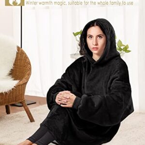 Blanket Hoodie Oversize Huge Hooded Blanket Sweatshirt with Deep Pockets and Elastic Sleeves, Women's Men's Fleece Lamb Fleece Soft Warm Comfortable Blanket Jacket Sweater Gift Adult Youth One Size