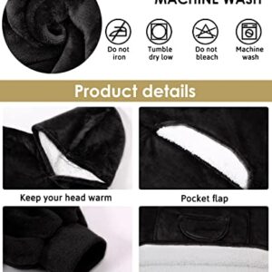 Blanket Hoodie Oversize Huge Hooded Blanket Sweatshirt with Deep Pockets and Elastic Sleeves, Women's Men's Fleece Lamb Fleece Soft Warm Comfortable Blanket Jacket Sweater Gift Adult Youth One Size