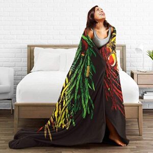 Jamaica Reggae Rasta Lion Sunglass Throw Blanket Soft Lightweight Flannel Blanket Fuzzy Sofa Fleece Blanket for Use in Bed Living Room Home Beachh Couch Travel 50"x40" for Kid Baby