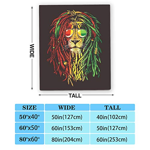 Jamaica Reggae Rasta Lion Sunglass Throw Blanket Soft Lightweight Flannel Blanket Fuzzy Sofa Fleece Blanket for Use in Bed Living Room Home Beachh Couch Travel 50"x40" for Kid Baby