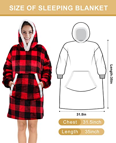 Oversized Wearable Blanket Hoodie, Sherpa Fleece Hoodie Blanket Sweatshirt with Pockets for Adult Women Men,One Size Fits All