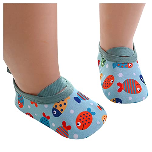 Lykmera Baby Floor Socks Shoes Kids Girls Boys Beach Shoes Cartoon Barefoot Socks Non-Slip Baby Walking Shoes Sneaker (Light Blue, 2-4 Years Little Kids)