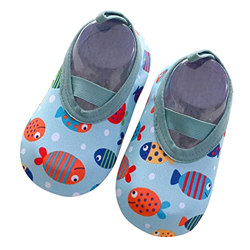 Lykmera Baby Floor Socks Shoes Kids Girls Boys Beach Shoes Cartoon Barefoot Socks Non-Slip Baby Walking Shoes Sneaker (Light Blue, 2-4 Years Little Kids)