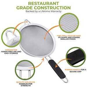 LiveFresh Fine Mesh Strainer Set - Rust Proof Stainless Steel with Non Slip Handles - Fine Mesh Sieve Set of 3