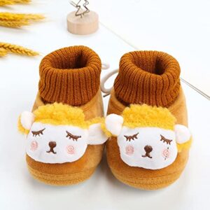 Lykmera Toddler Winter Cotton Socks Shoes Boys Girls Floor Shoes Elastic Band Comfortable Warm Cute Cartoon Sheep Boots (C, 12-18 Months)