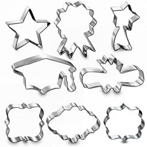 graduation cookie cutter set - 8 piece -stainless steel