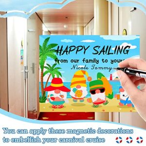 2 Pcs Large Graduation Cruise Door Magnet 8.46 x 10.82 Inch Summer Gnome Palm Tree Fridge Refrigerator Car Magnets Tropical Cruise Door Magnetic Decorations (Summer)