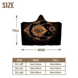 Hooded Blanket Boho Chic Tattoo Mandala Wearable Blanket Hood Poncho Hooded Blanket Throw Plush Blanket Novelty Blanket for Bed Home Sofa 51x59 Inch