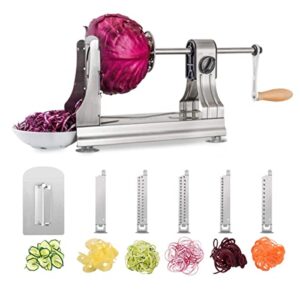 welltobe 6-blade vegetable spiralizer spiral slicer veggie pasta spaghetti maker for healthy low carb/paleo/gluten - 304 food stainless steel body