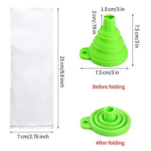 240 Pieces Ice Lolly Bags Disposable Ice Pop Mold Bags Plastic Ice Candy Bags with Silicone Funnel for Making Ice Pop Yogurt Candy Freeze Pops (3 x 10 Inch)