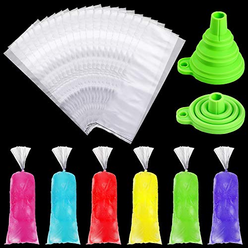 240 Pieces Ice Lolly Bags Disposable Ice Pop Mold Bags Plastic Ice Candy Bags with Silicone Funnel for Making Ice Pop Yogurt Candy Freeze Pops (3 x 10 Inch)