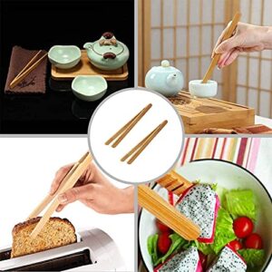 7 Inch Bamboo Kitchen Utensil Tongs, Reusable Bamboo Toast Tongs for Toast, Kimchi, Fruit and Tea, 8 Pcs.