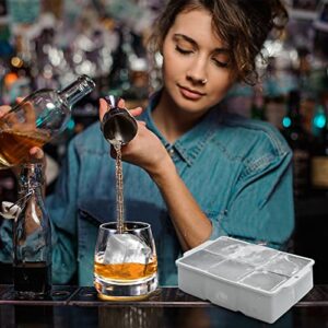 Nax Caki Large Ice Cube Tray with Lid, Stackable Big Silicone Square Ice Cube Mold for Whiskey Cocktails Bourbon Soups Frozen Treats, Easy Release BPA Free