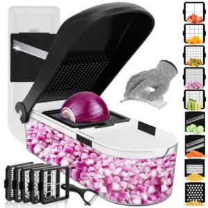 vegetable chopper 9 in 1 multifunctional food dicer, onion chopper vegetable cutter, veggie chopper with container, mandoline slicer for kitchen, carrot grater shredder, kitchen gadgets