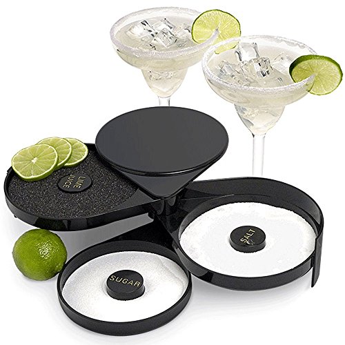 Greenco 3 Tier Bar Glass Rimmer Dish Set for Margarita Drink and Cocktail, Margarita Salt Rimmer, Black | Great For Cocktails Glasses | Bar Accessories | Bartending Supplies