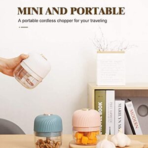 DmofwHi Electric Garlic Chopper,Cordless Mini Chopper With USB Rechargeable,304 Stainless Steel Blade,250ml Portable Electric Mini Food Chopper for Garlic,Ginger,Onion,Meat-Cream White