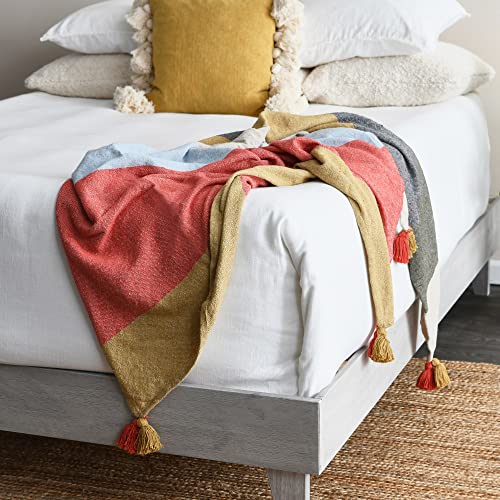 Main + Mesa Striped Cotton Throw Blanket with Tassels