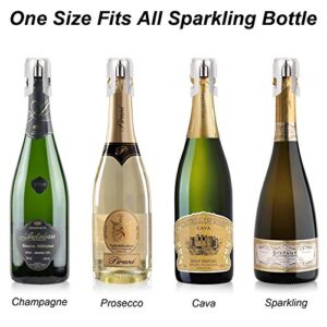 OWO Champagne Stopper with Stainless Steel, Professional Bottle Sealer for Champagne, Cava, Prosecco & Sparkling Wine, Champagne Saver Plug, Compact Champagne Bottle Plug Set of 2