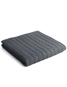 ynm exclusive 15lbs weighted blanket, smallest compartments with glass beads, bed blanket for one person of 140lbs, ideal for twin or full bed (48x72 inches, 15 pounds, dark grey)